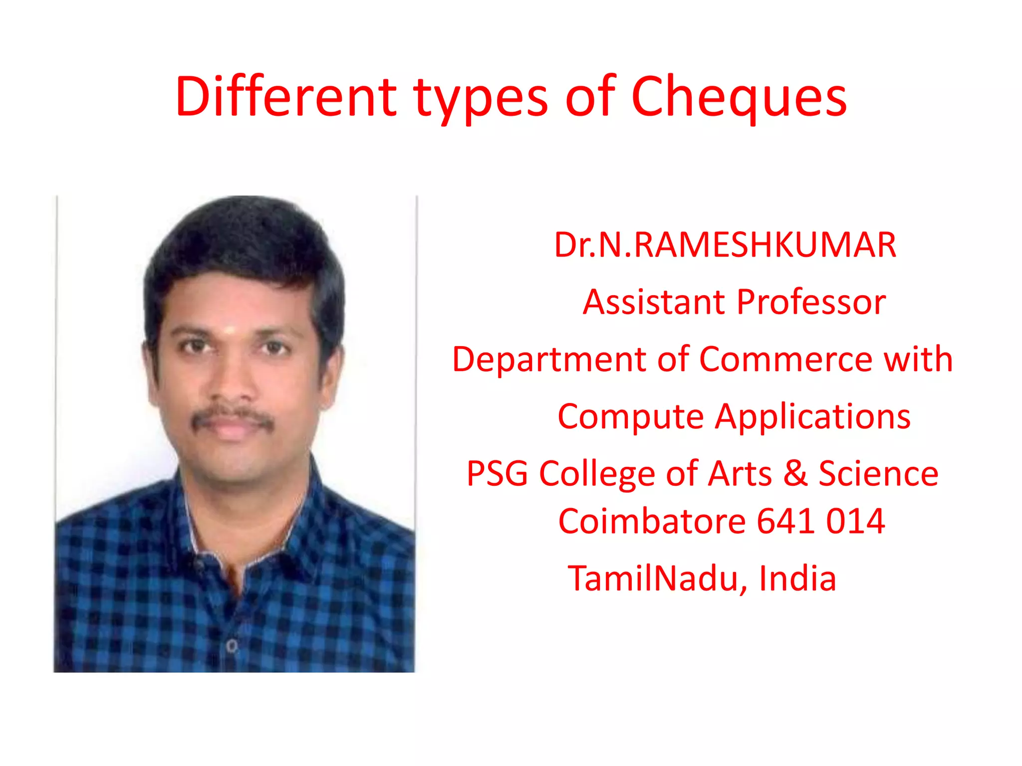 Different Types of Cheque | PPTX