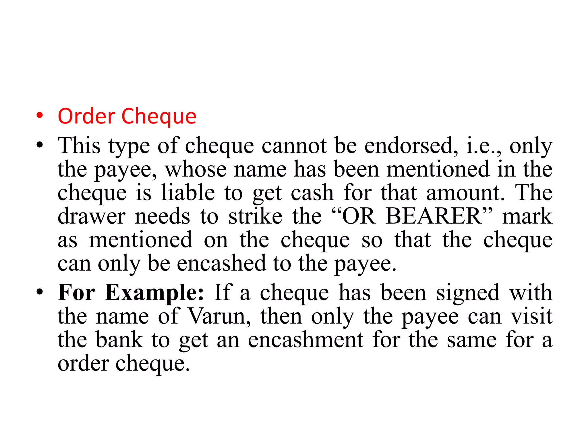 Different Types of Cheque | PPTX