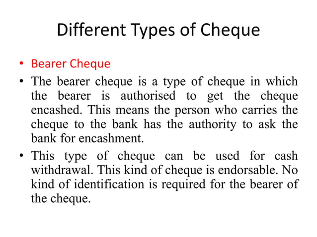 Different Types of Cheque | PPTX