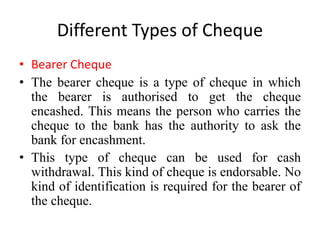 Different Types of Cheque | PPT