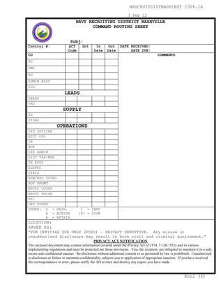 Nrdnashinst 1306.1 a (special request chit route matrix | PDF