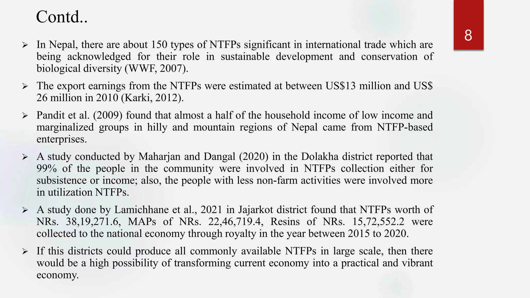 Role of NTFP in Poverty alleviation in Nepal. | PPTX