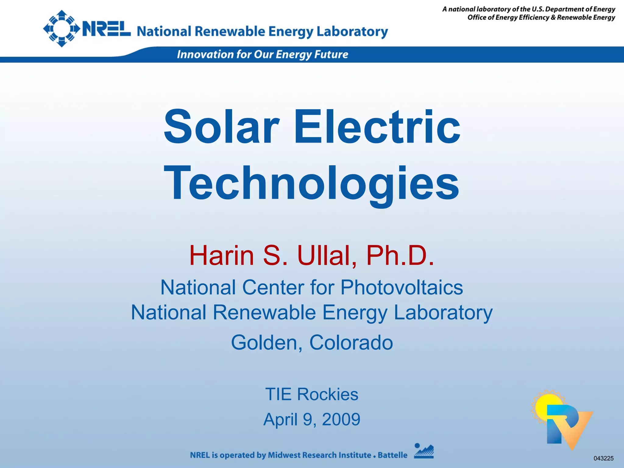 NREL Solar Technology Overview | PPT