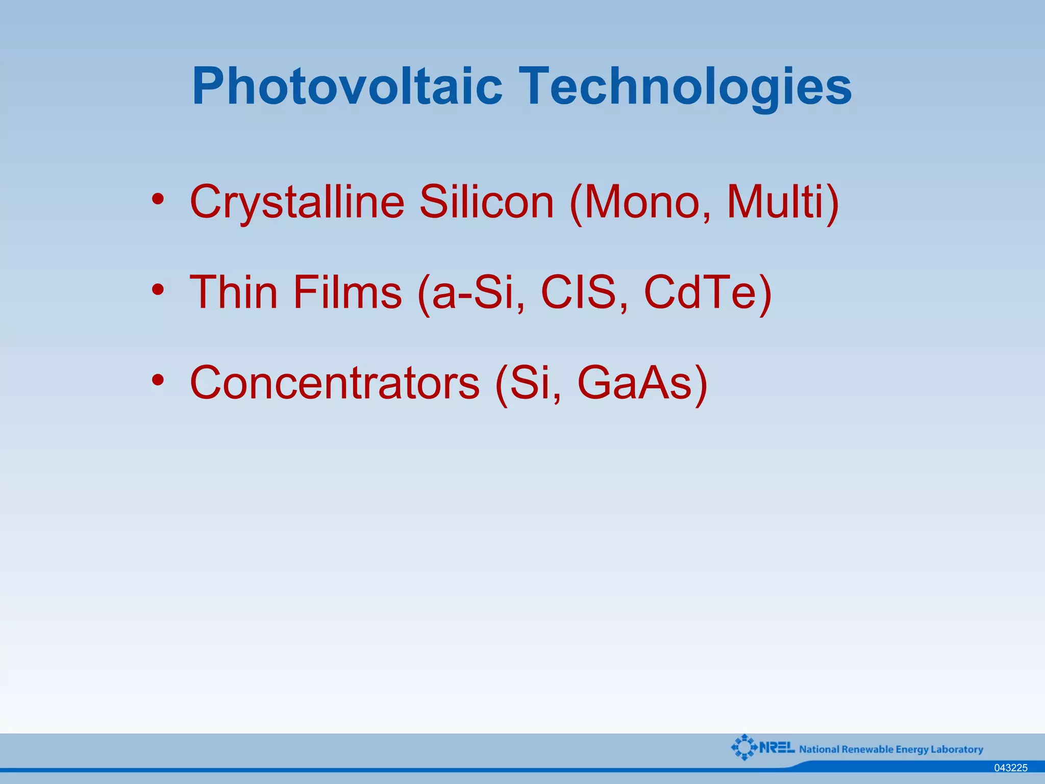 NREL Solar Technology Overview | PPT