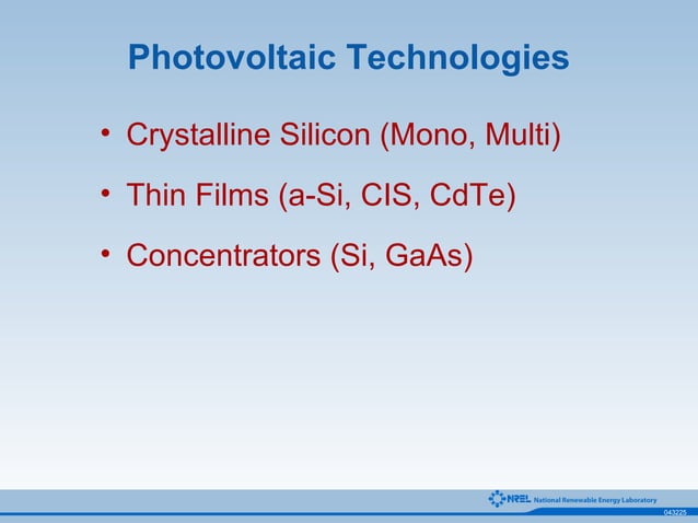 NREL Solar Technology Overview | PPT