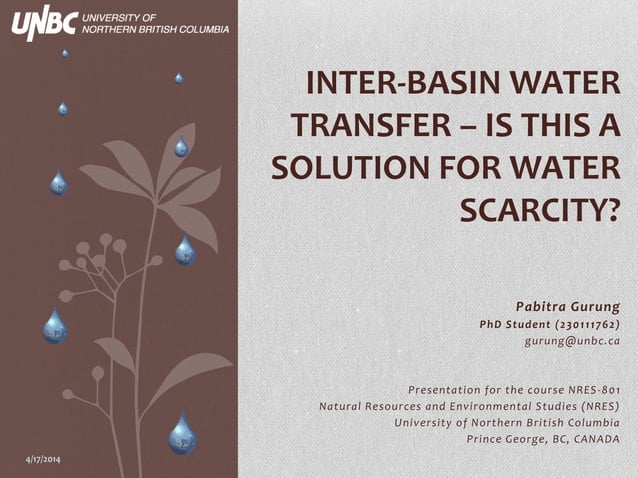 INTER-BASIN WATER TRANSFER – Is THIS a solution for water scarcity? | PPT