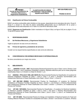Nrf 036-pemex-2010-clasificacion-de-areas-peligrosas | PDF
