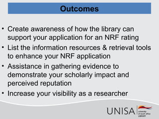 NRF Rating @ Unisa | PPT | Free Download