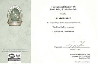 Food Safety Certification Florida