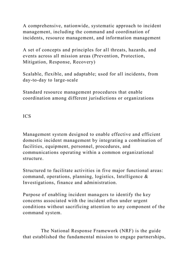 NRFThe National Response Framework (NRF) is a guide to how.docx