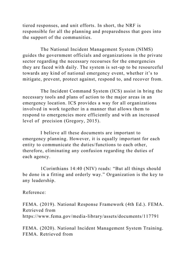 NRFThe National Response Framework (NRF) is a guide to how.docx