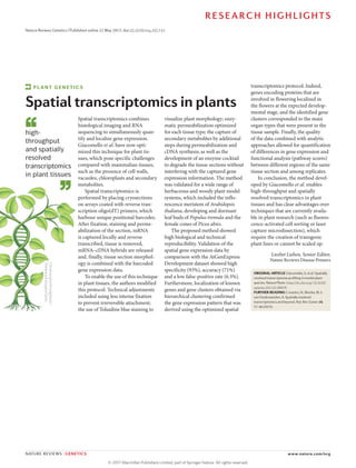 Spatial transcriptomics in Plant (for Agriculture) | PDF