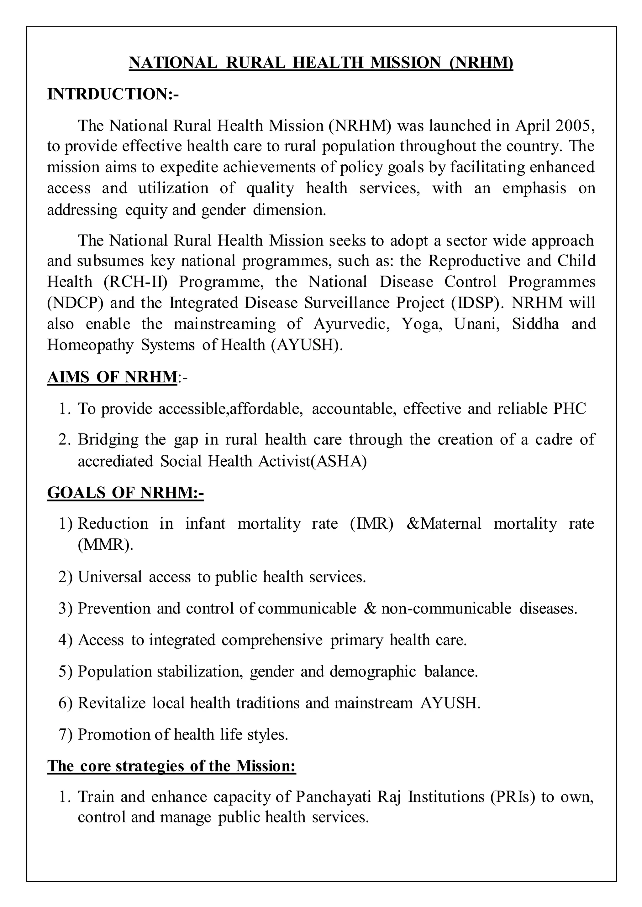 NRHM for M.Sc. Nursing | DOCX