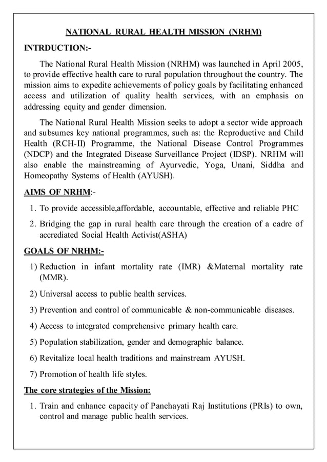 NRHM for M.Sc. Nursing | DOCX