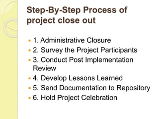 Project termination, reporting and project closure | PPTX