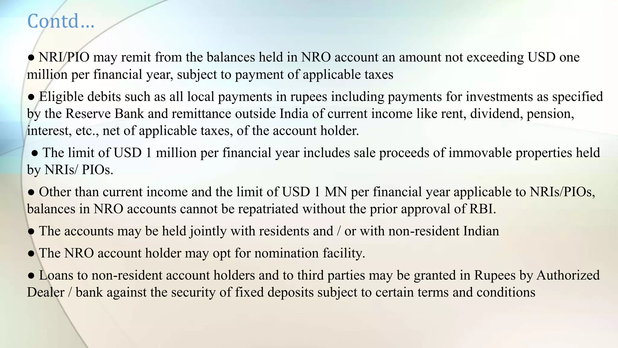 Nri accounts and its types | PPTX