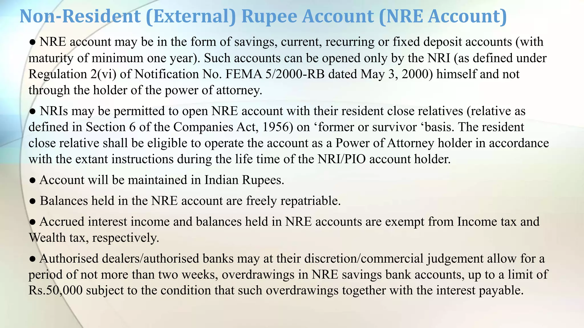 Nri accounts and its types | PPTX