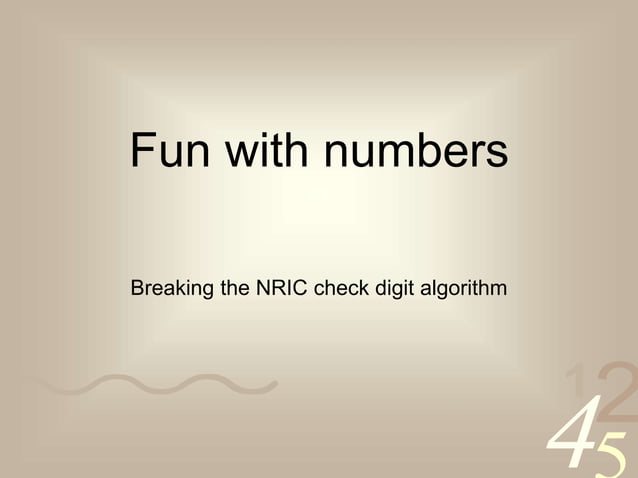 NRIC_numbers.ppt | Computing | Technology & Computing