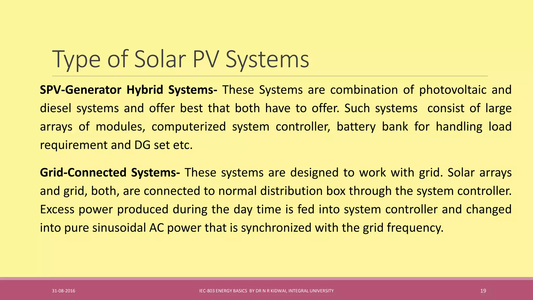 Solar PV Cells, Module and Array | PPTX