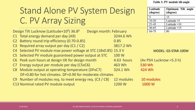 Standalone Solar PV system design Example | PPTX | Home Appliances ...