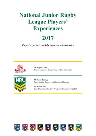 NRL Junior Player Experience Report 2017 | PDF