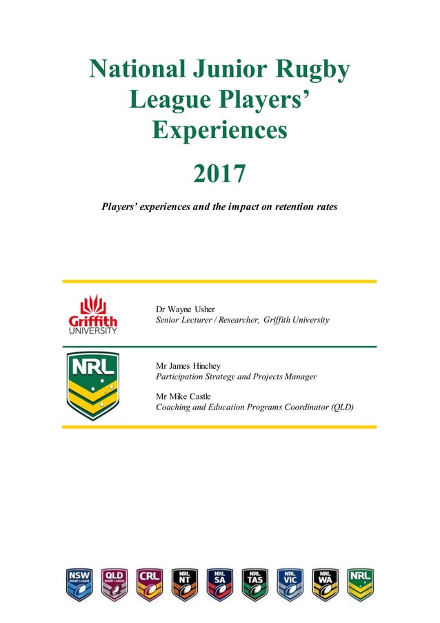 NRL Junior Player Experience Report 2017 | PDF