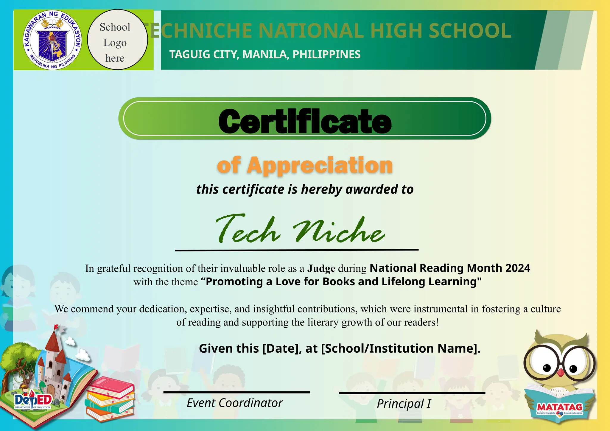 Araw ng Pagbasa Certificates and programpptx | PPT