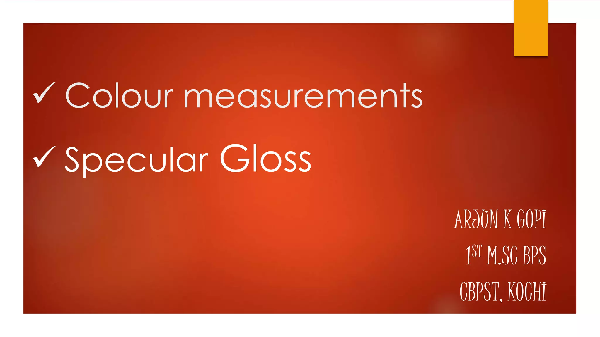 Colour measurements | PPTX