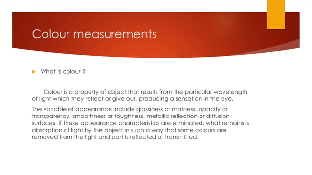 Colour measurements | PPTX | Physics | Science