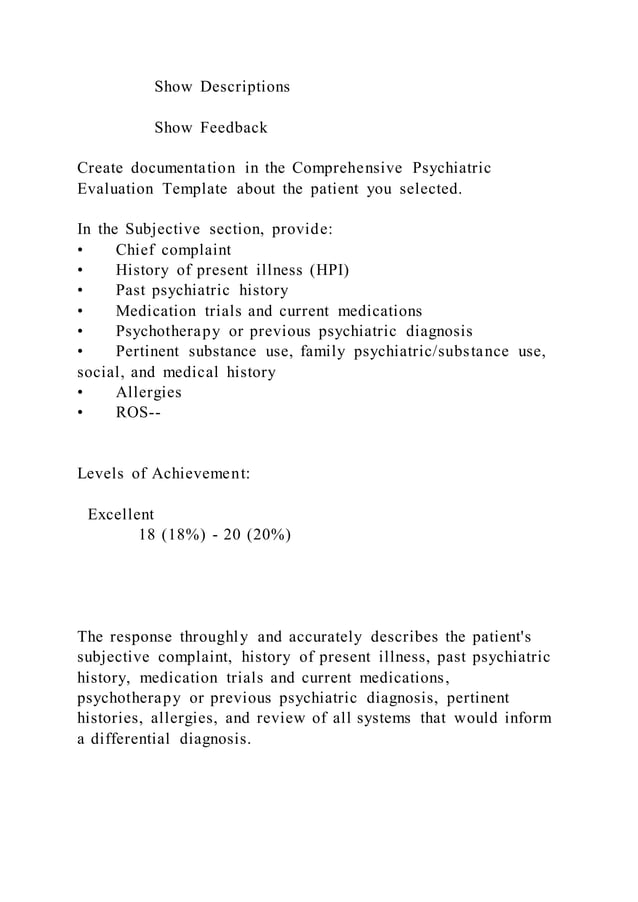 Nrnpprac 6635 comprehensive psychiatric evaluation template | DOCX ...