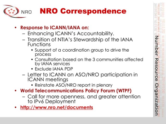 ARIN 34 NRO Activities Report | PPT