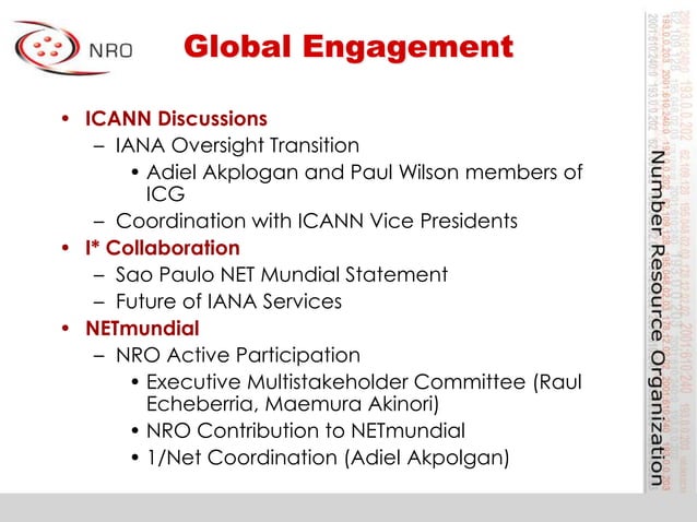 ARIN 34 NRO Activities Report | PPT | Free Download