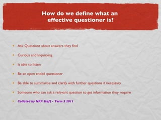 NRP Questioning Journey 2011 | PPT | Educational Assessment | Education