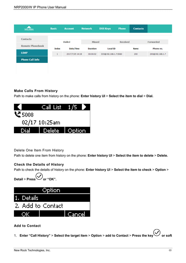 New Rock NRP2000/W IP Phone User Manual.pdf | Internet | Computing