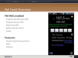 FM TwoO & CRC FM-RDS Android Library | ODP | Operating Systems | Computer Software and Applications