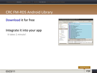 FM TwoO & CRC FM-RDS Android Library | ODP | Operating Systems | Computer Software and Applications