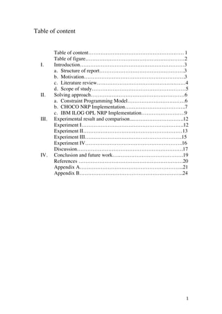 Nurse Rostering Problem - A comparison between Constraint Programming on CHOCO and IBM ILOG | PDF