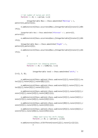 Nurse Rostering Problem - A comparison between Constraint Programming on CHOCO and IBM ILOG | PDF