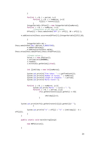 Nurse Rostering Problem - A comparison between Constraint Programming on CHOCO and IBM ILOG | PDF