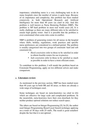 Nurse Rostering Problem - A comparison between Constraint Programming on CHOCO and IBM ILOG | PDF