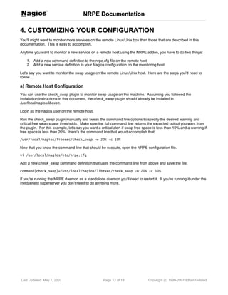 Nrpe - Nagios Remote Plugin Executor. NRPE plugin for Nagios Core | PDF