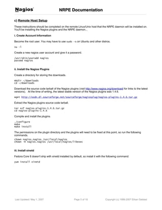 Nrpe - Nagios Remote Plugin Executor. NRPE plugin for Nagios Core | PDF