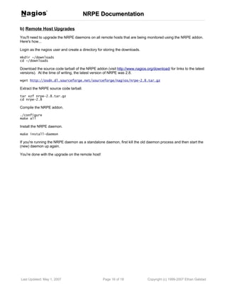 NRPE - Nagios Remote Plugin Executor. NRPE plugin for Nagios Core 4 and others. | PDF