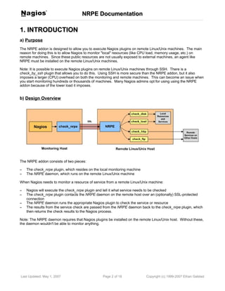 NRPE - Nagios Remote Plugin Executor. NRPE plugin for Nagios Core 4 and others. | PDF