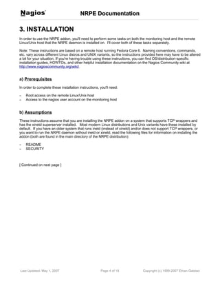 NRPE - Nagios Remote Plugin Executor. NRPE plugin for Nagios Core 4 and others. | PDF