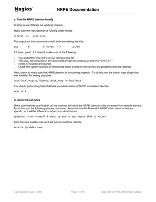 NRPE - Nagios Remote Plugin Executor. NRPE plugin for Nagios Core 4 and others. | PDF