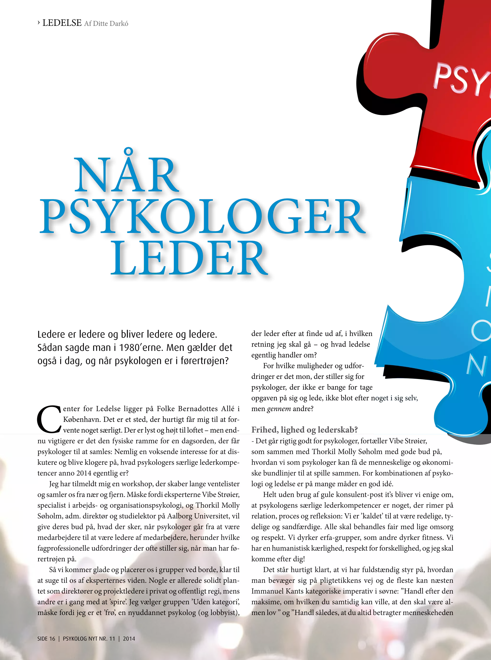 Når psykologer leder. Psykolog nyt 11 2014 | PDF