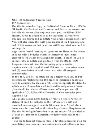 NRS-490 Individual Success PlanISP InstructionsUse this form t.docx