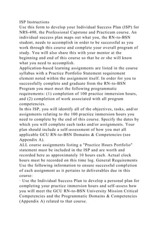 NRS-490 Individual Success PlanREQUIRED PRACTICE HOURS 100P.docx
