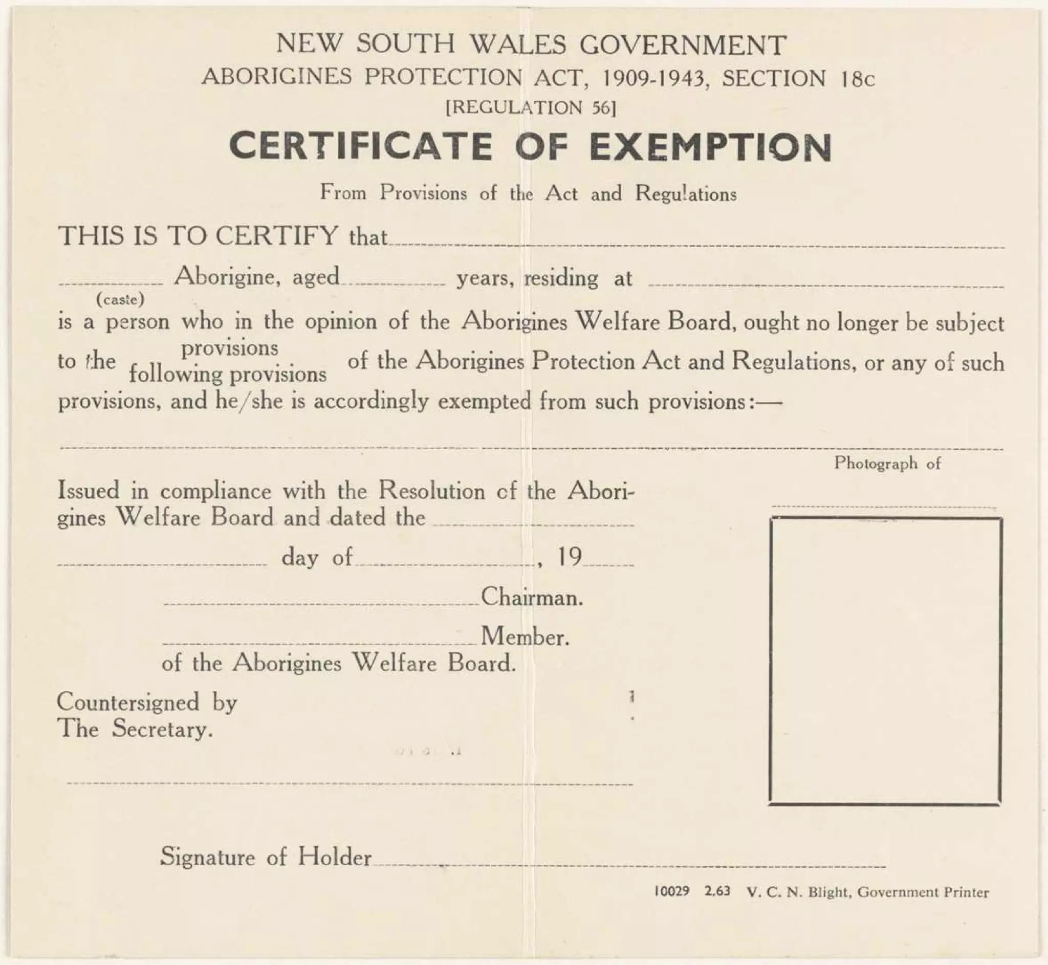 Aborigines Welfare Board - exemption from regulations | PDF